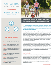 SAG-AFTRA Health Plan Newsletter July 2017 | SAG-AFTRA Plans